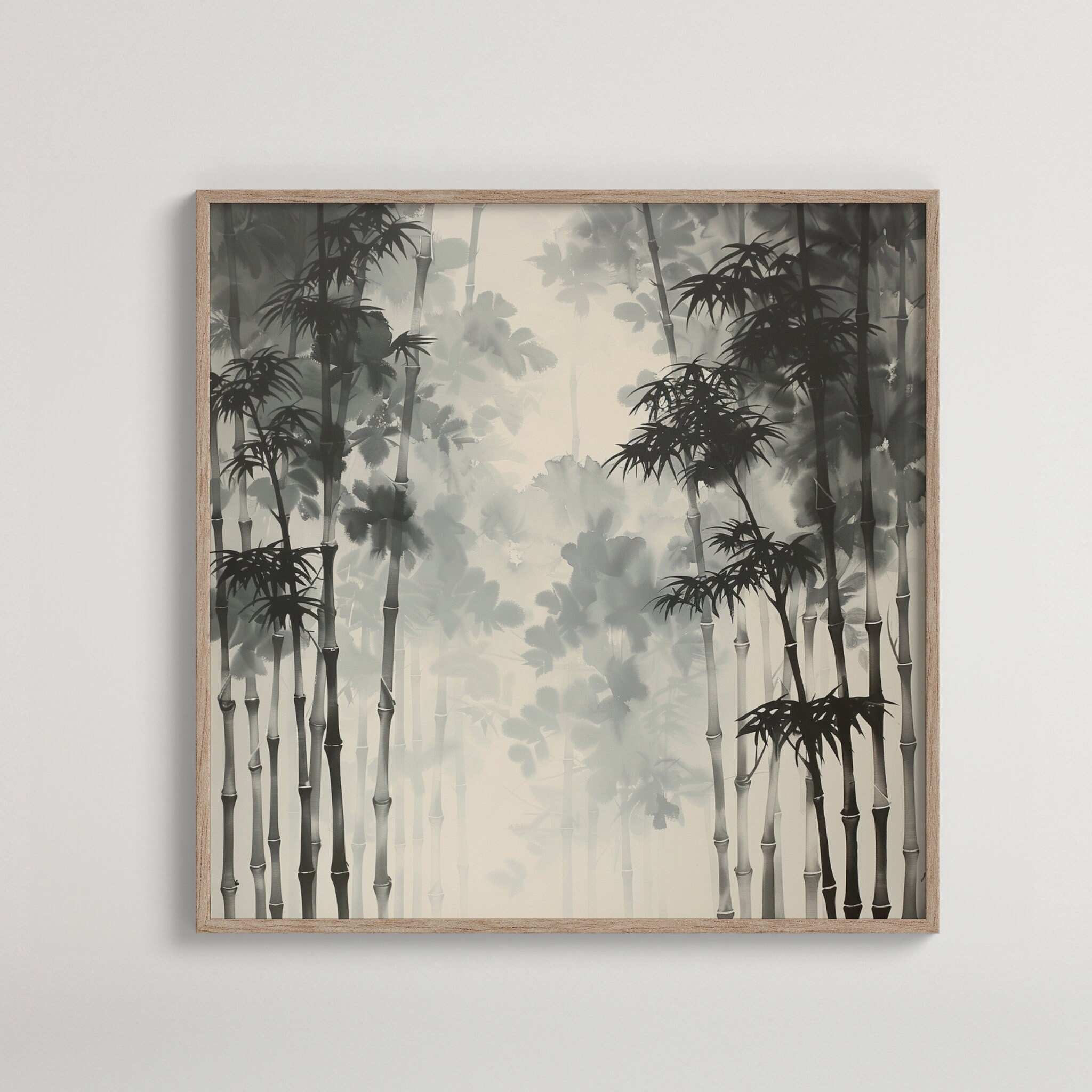 Bamboo Grove Art Print | Serene Forest Mist | Ethereal Grayscale ...