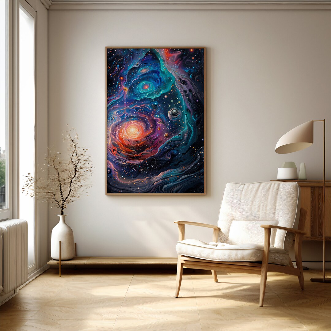 Abstract Cosmic Scene Digital Art | Starry Night Sky Nebula Print ...