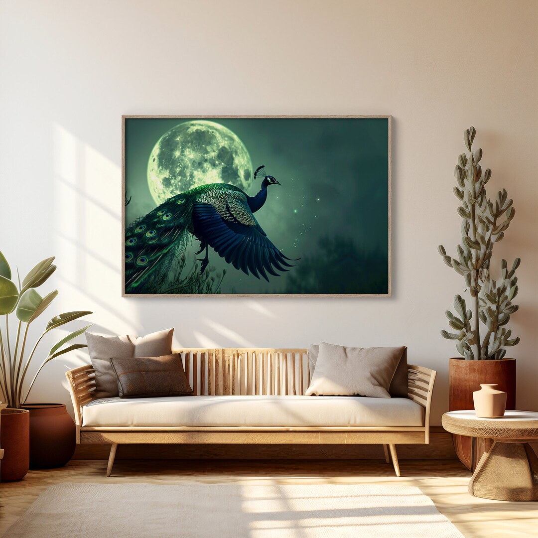 Mystic Moonlight Peacock | Enchanted Nighttime Bird Art | Majestic ...