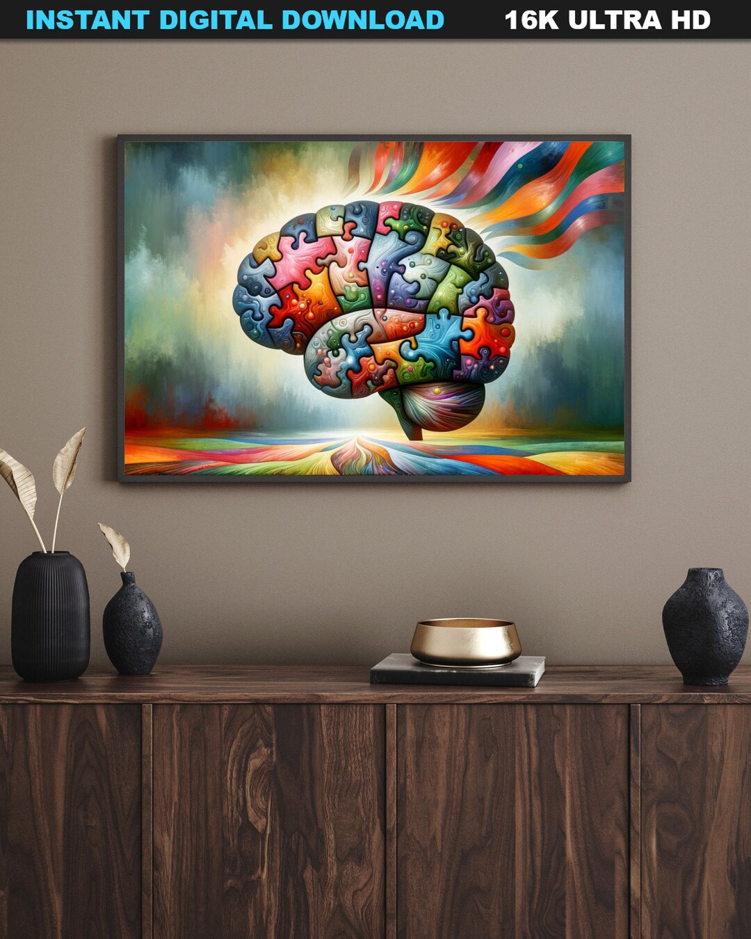 Neurodiversity Puzzle Brain Art | Colorful Mind Abstract Wallpaper ...