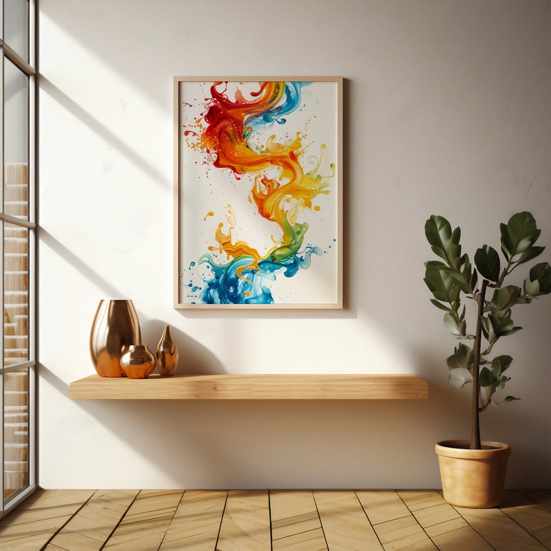 Colorful Abstract Art | Dynamic Paint Swirl Digital Print | Vivid Home ...