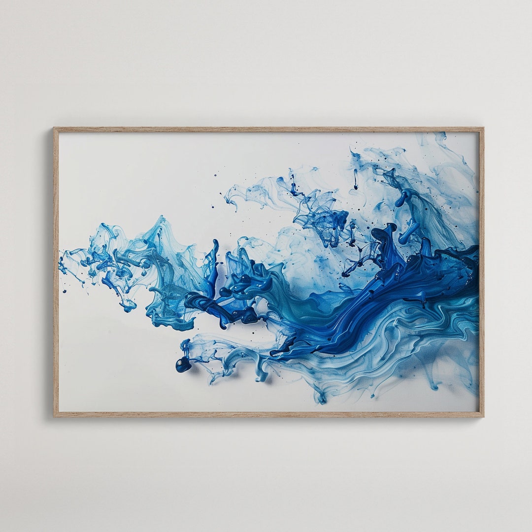 Abstract Landscape Art | Cascading Blue Shapes | Fluid Movement Digital ...