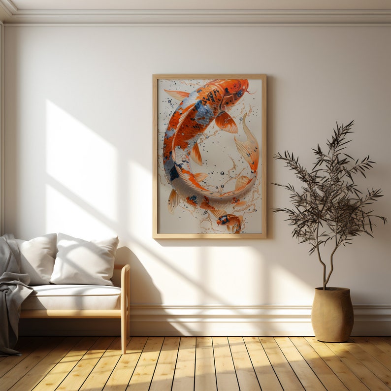 Koi Fish Art Print Vibrant Watercolor Fish Painting Digital Download ...