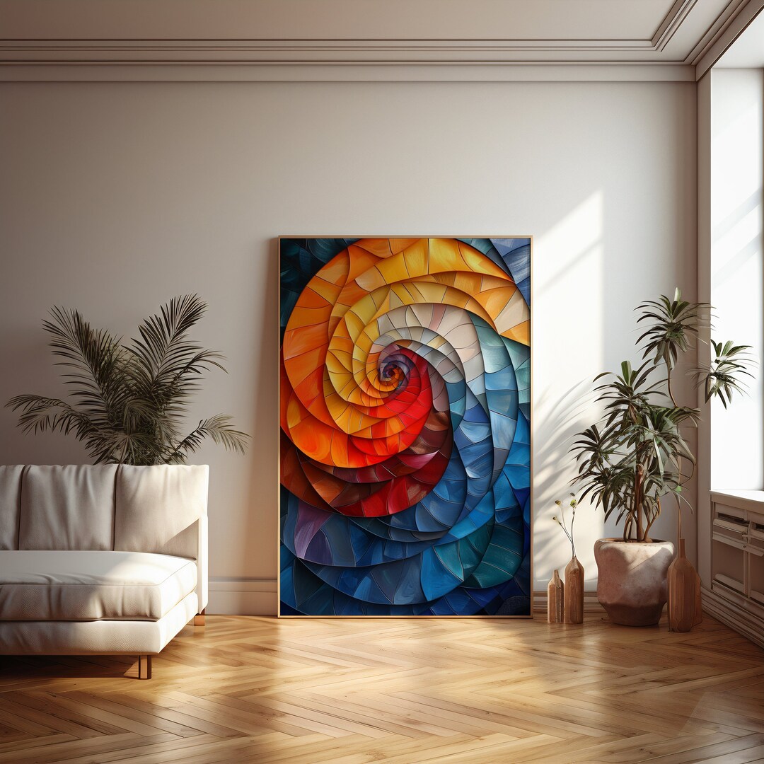 Abstract Nautilus Shell Art Print | Warm to Cool Gradient Spiral ...