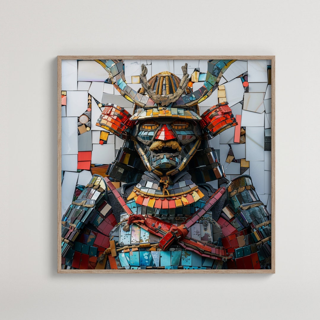 Samurai Armor Mosaic Art Print | Intricate 3D Effect Digital Download ...