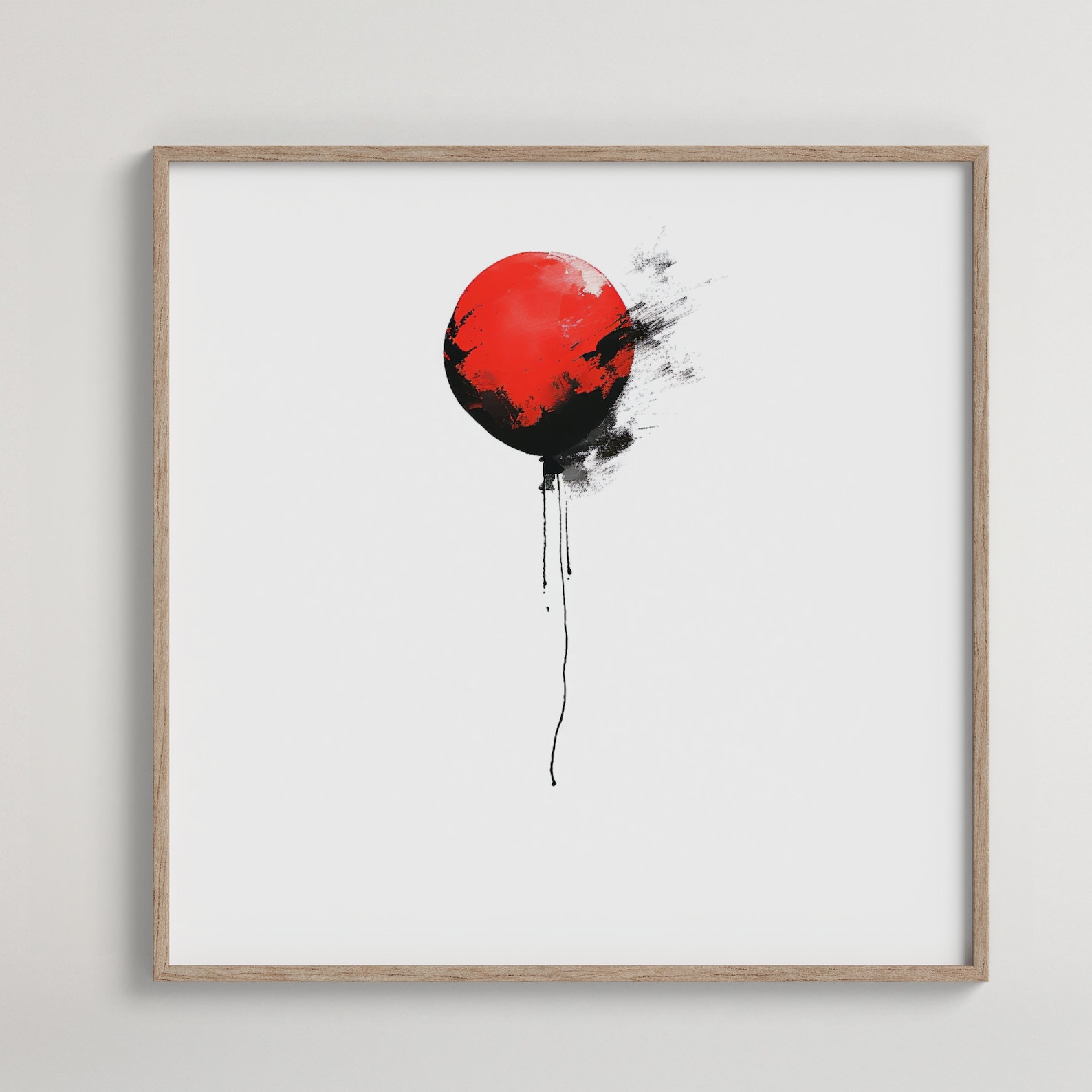 Red Balloon Abstract Art | Modern Expressionism Wall Decor | Minimalist ...