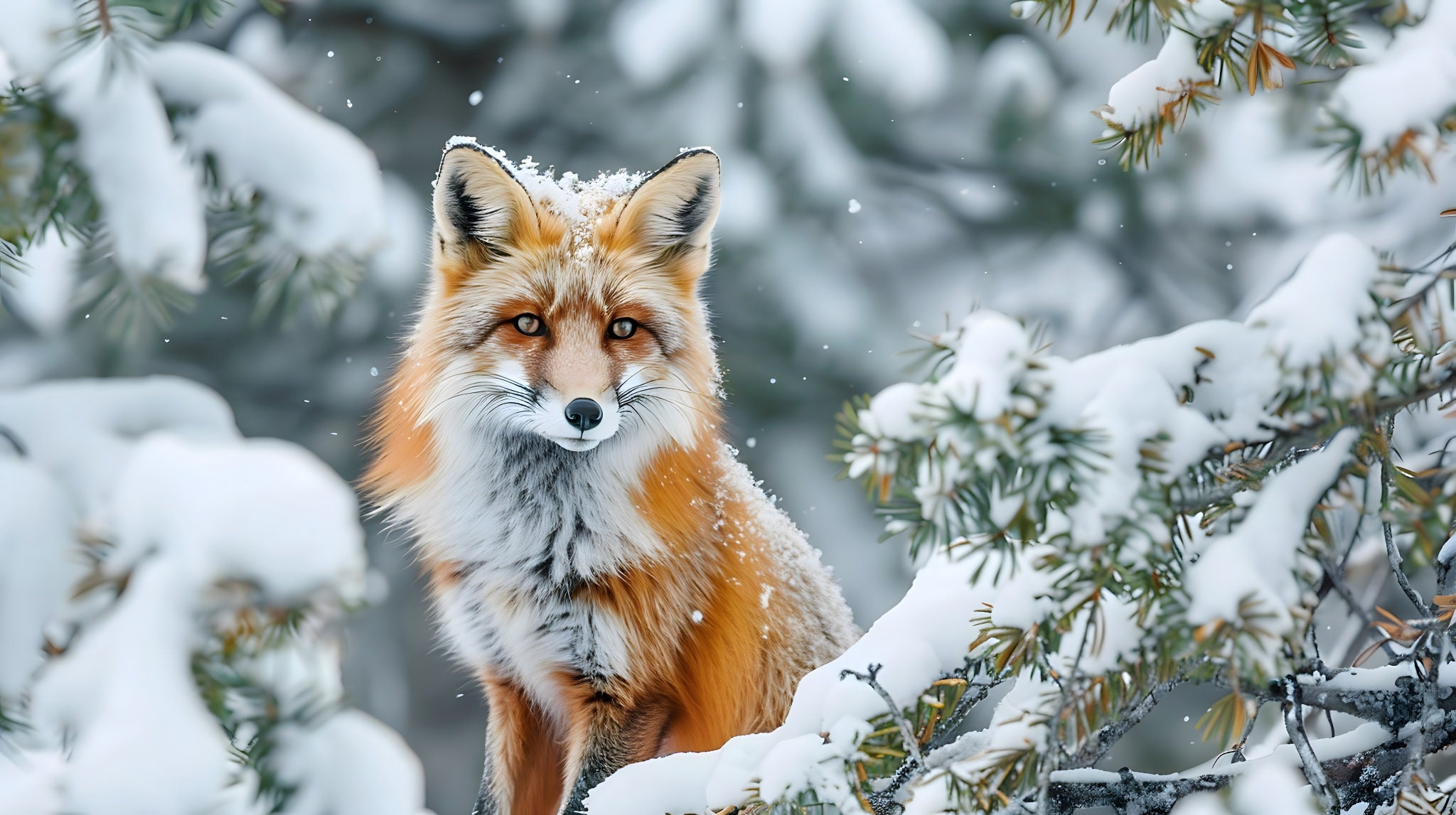 Winter Fox Portrait | Snowy Forest Animal | Wildlife Photography Print ...