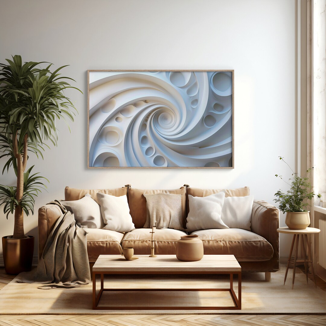 Abstract Landscape Digital Art Print Creamy Vortex and Waves Serene ...