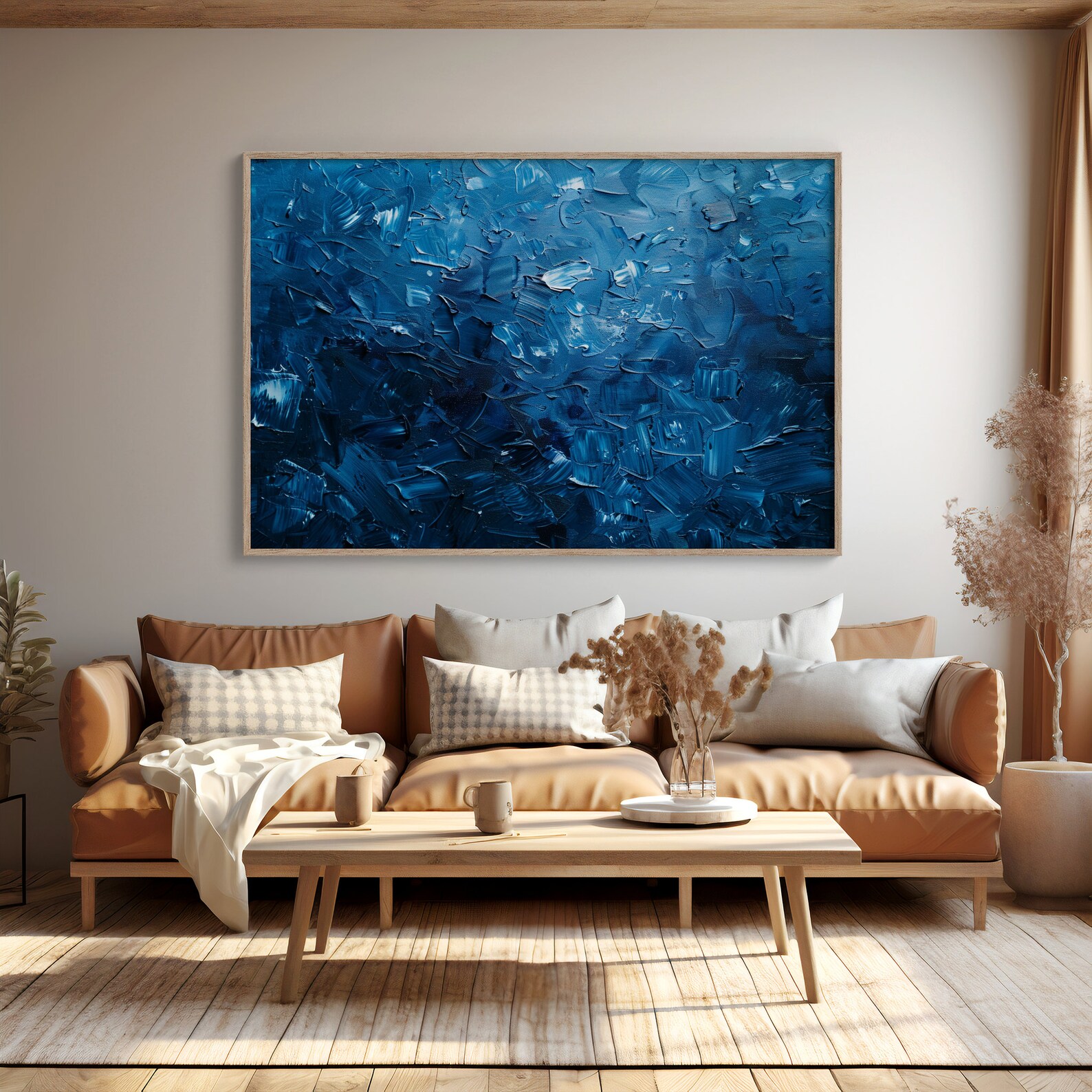 Abstract Blue Texture Art | Modern Impasto Painting | Digital Print ...