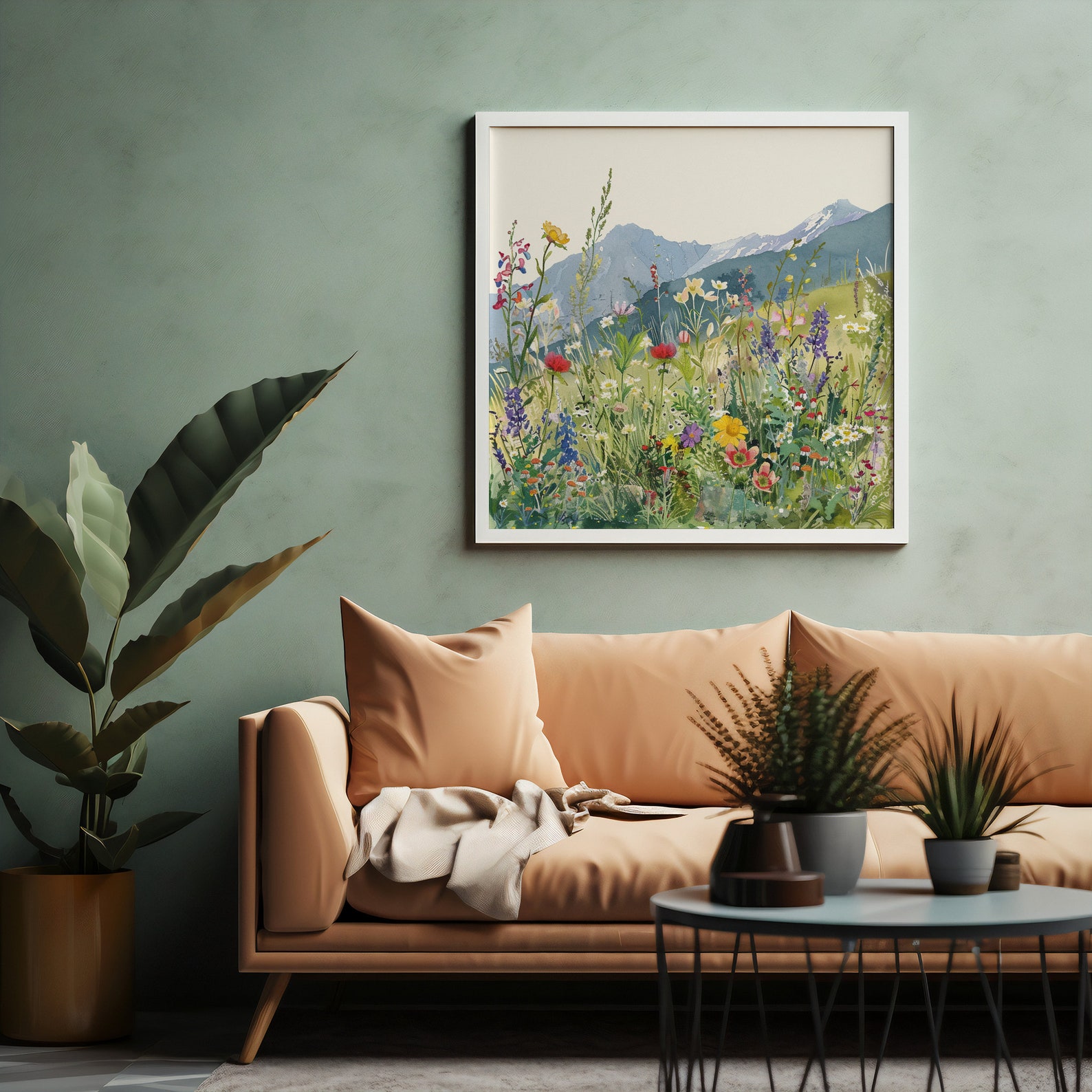 Alpine Meadow Watercolor | Mountain Landscape With Wildflowers | Nature ...