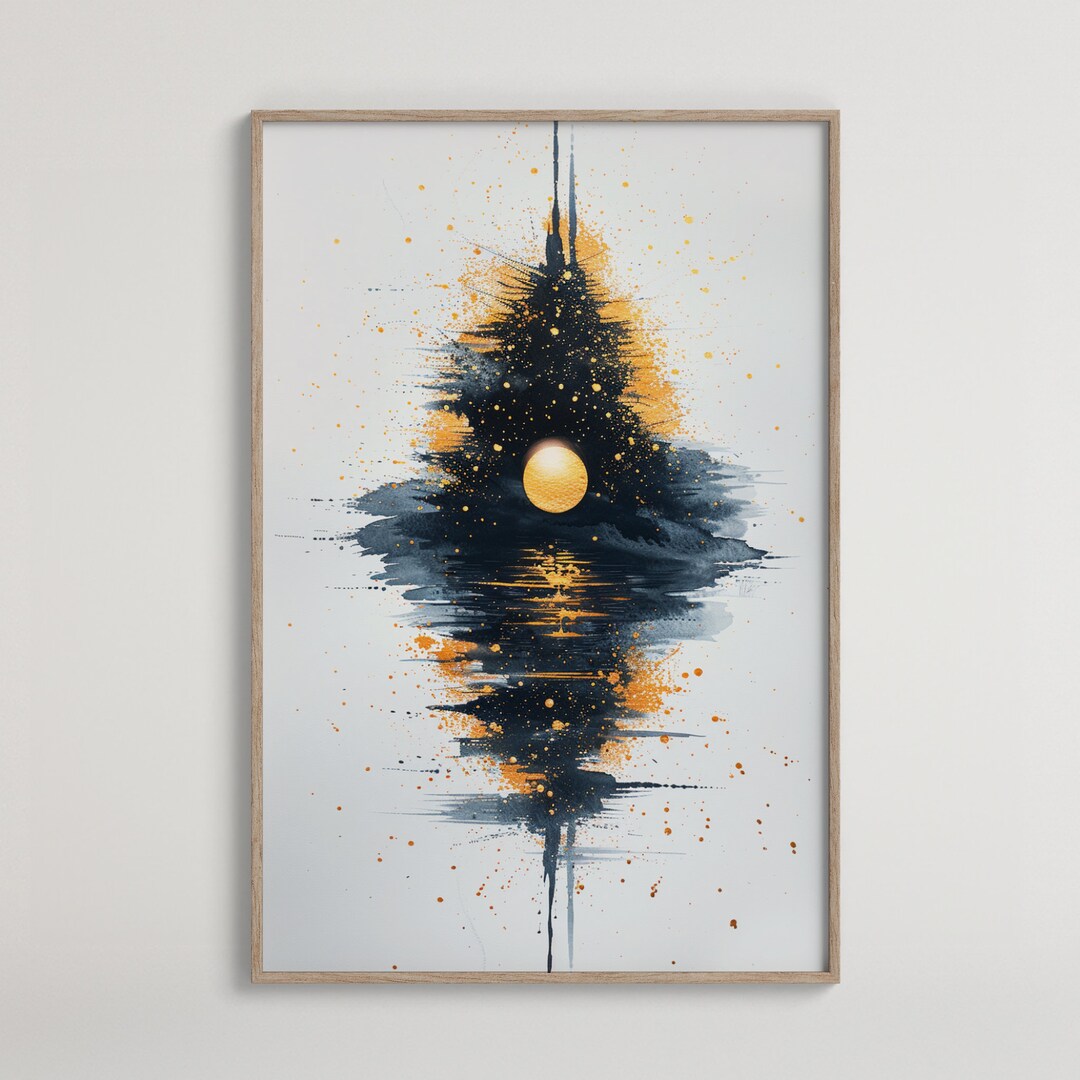 Abstract Cosmic Orb Digital Art | Mirrored Reflection Over Water | Dark ...
