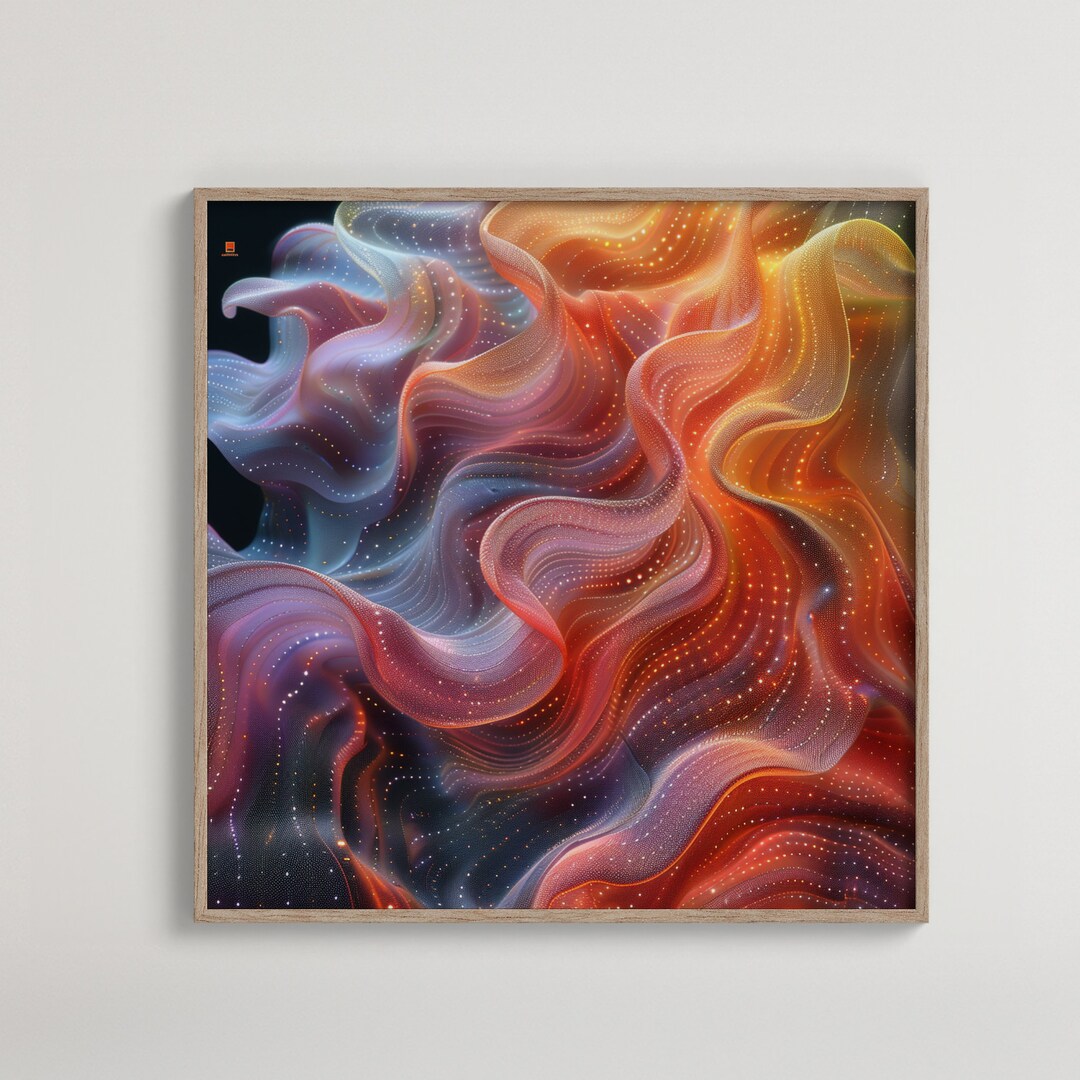 Abstract Flow Art | Vibrant Fabric Waves Digital Print | Cosmic ...