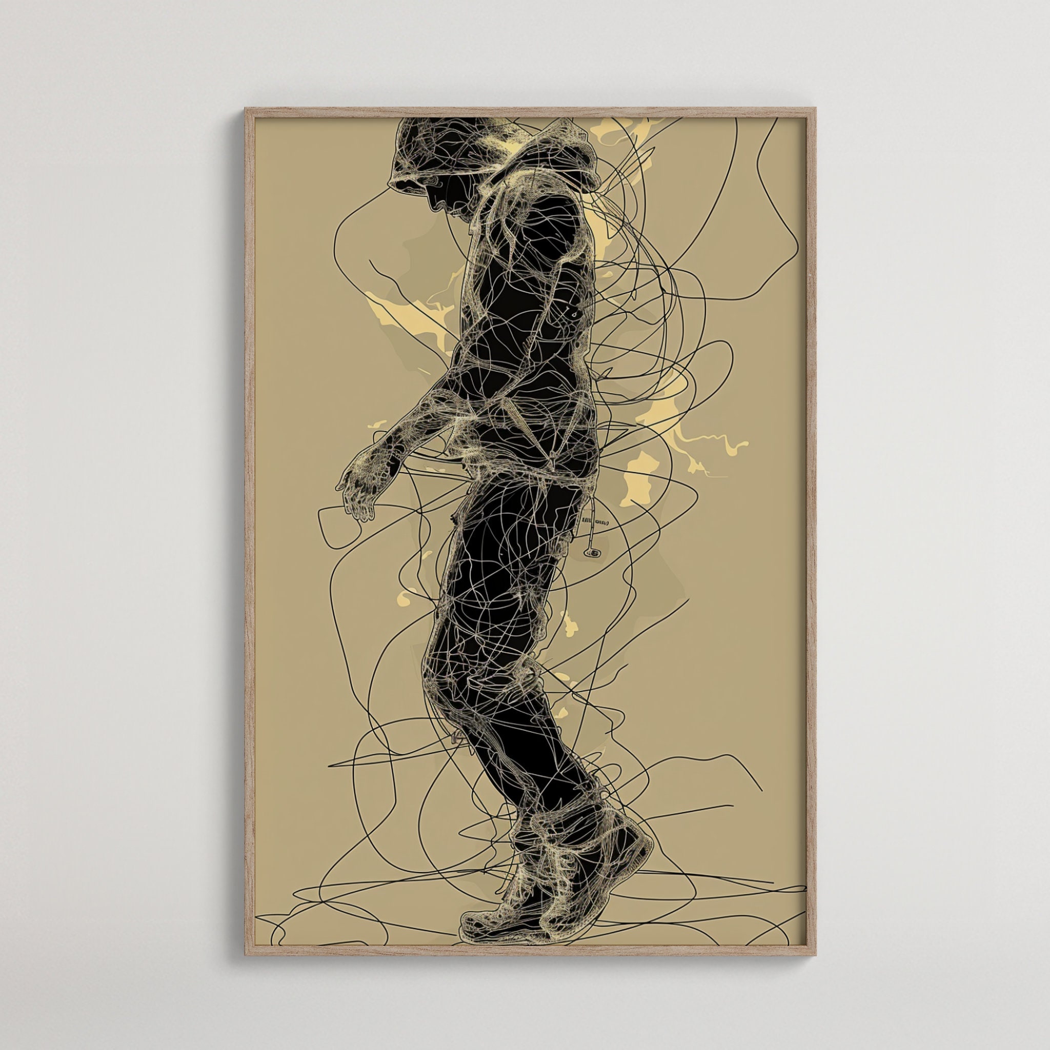 Abstract Human Form Digital Art | Stylized Figure Sketch on Tan ...