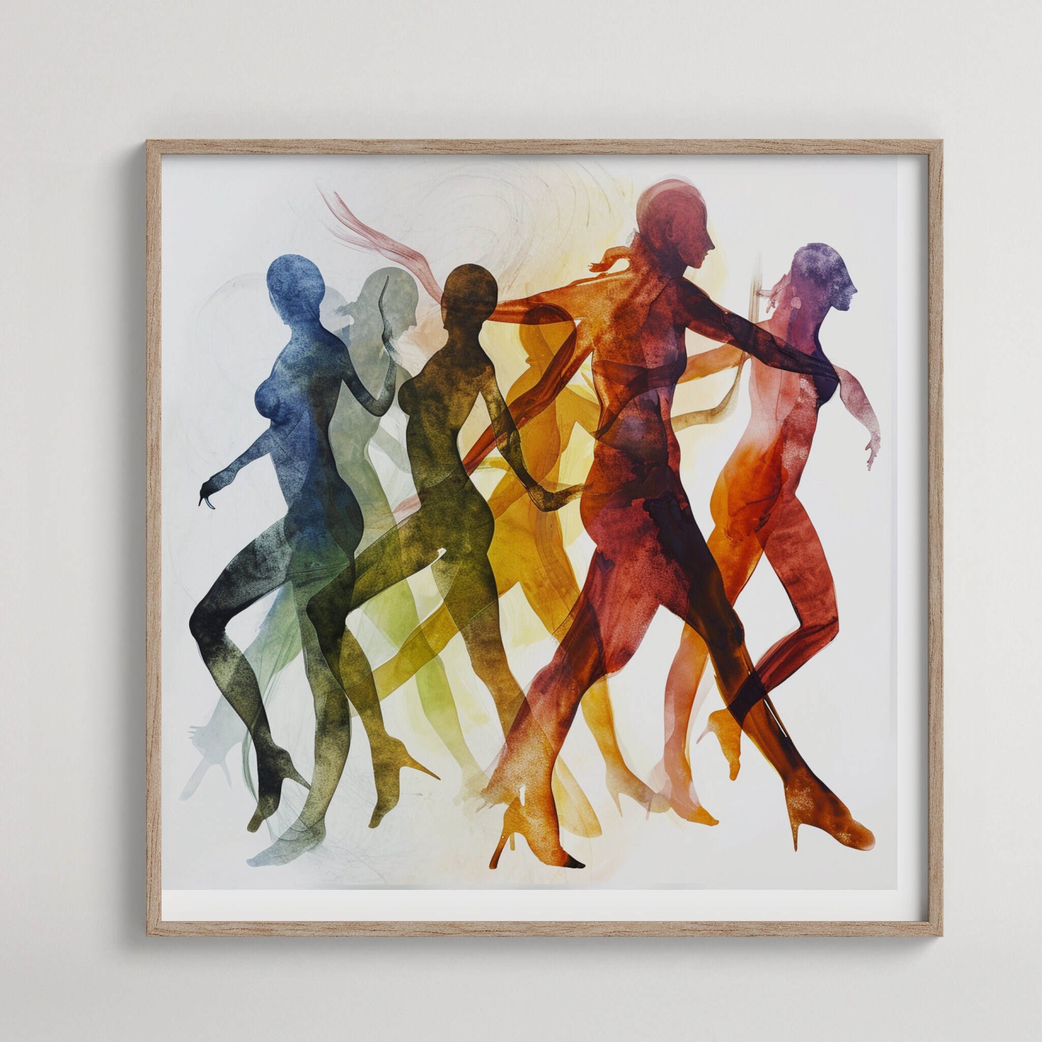 Elegant Abstract Dance Art Print | Colorful Silhouettes in Motion ...