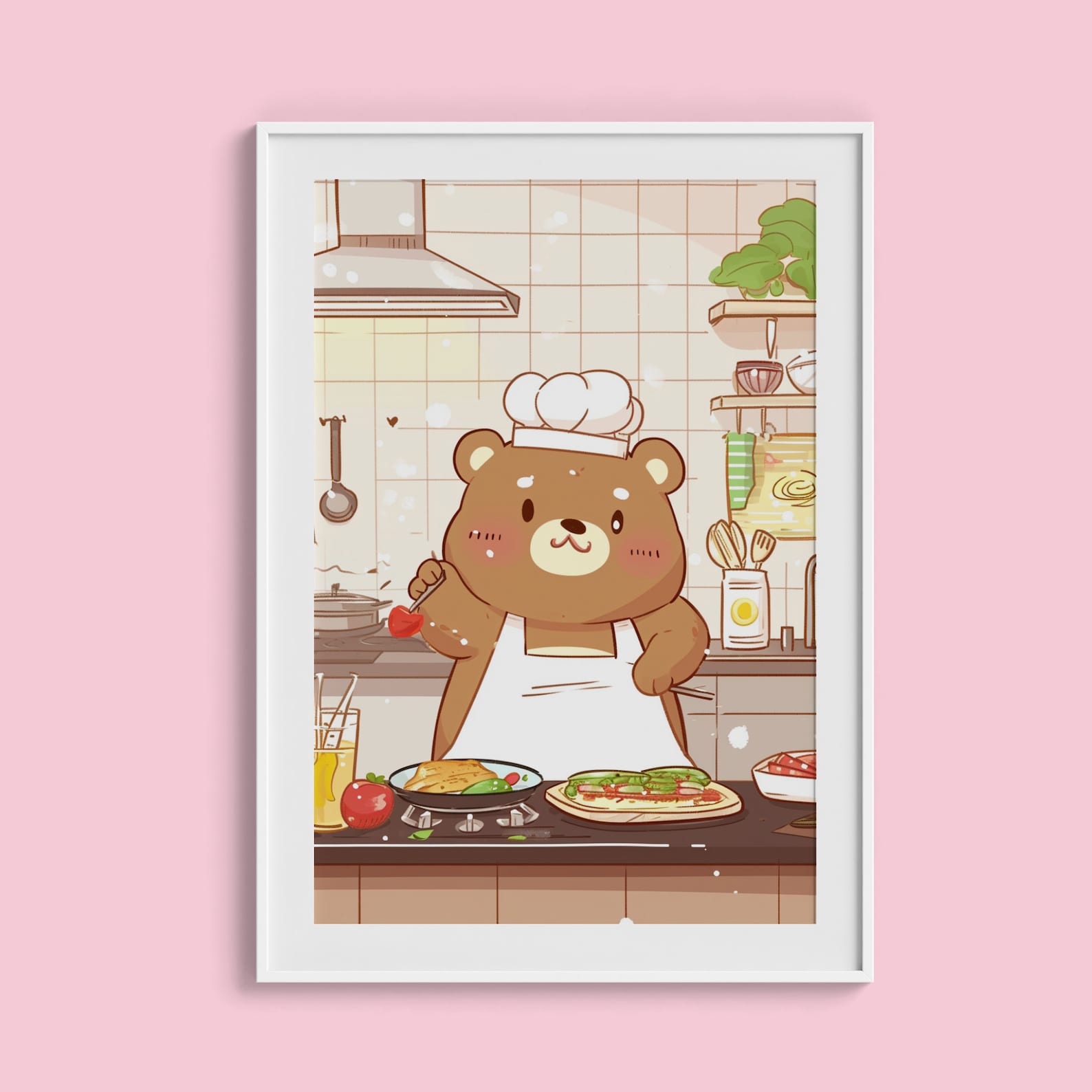 Kawaii Bear Chef Digital Art | Cute Cooking Animal Illustration ...