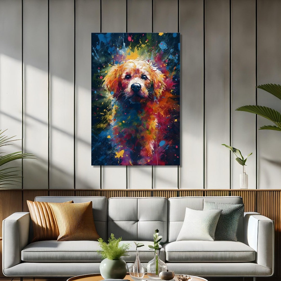0.8 Canvas Print Vibrant Canine Mosaic Colorful Abstract Dog Portrait ...