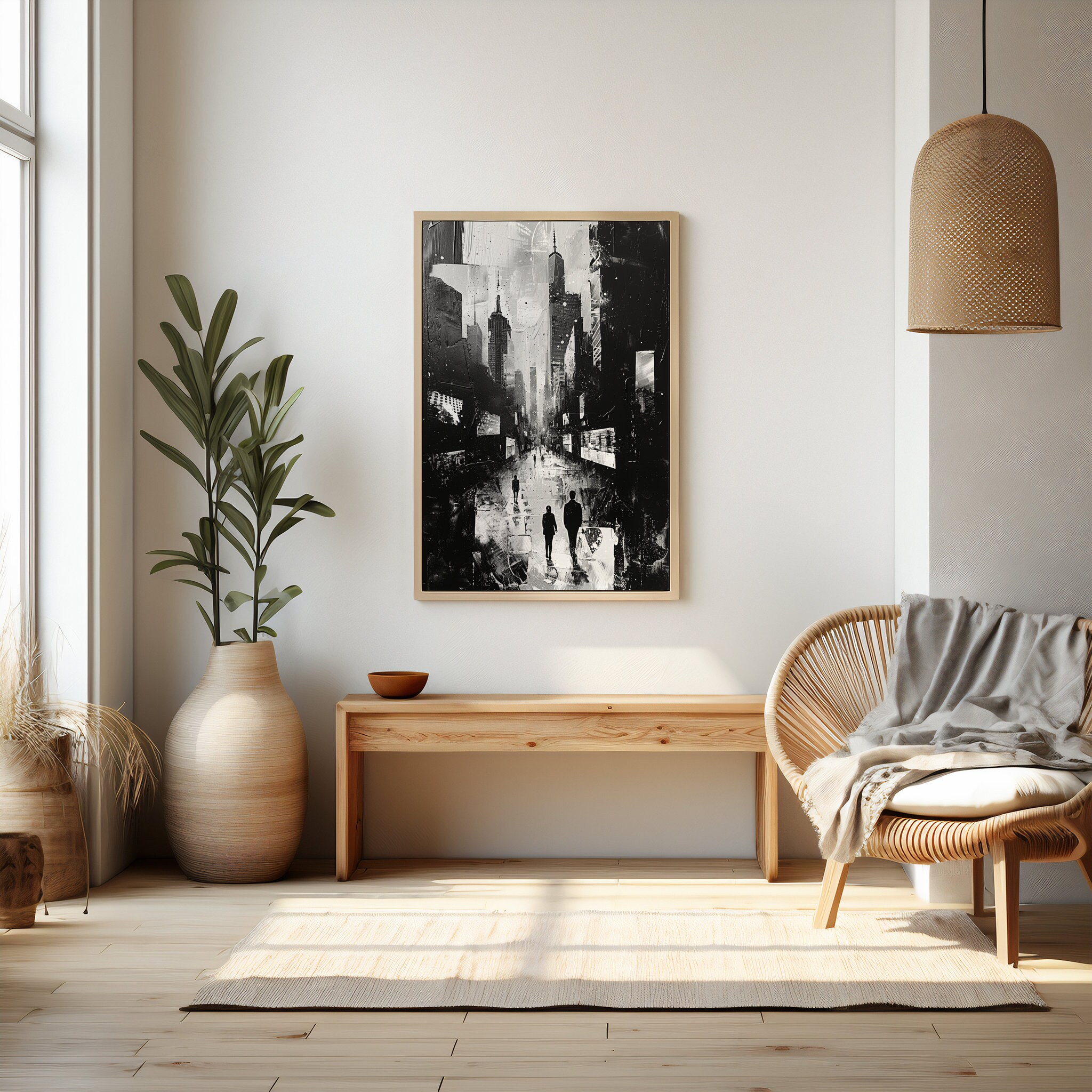 Urban Streetscape Artwork | Moody City Skyline Digital Print | Abstract ...