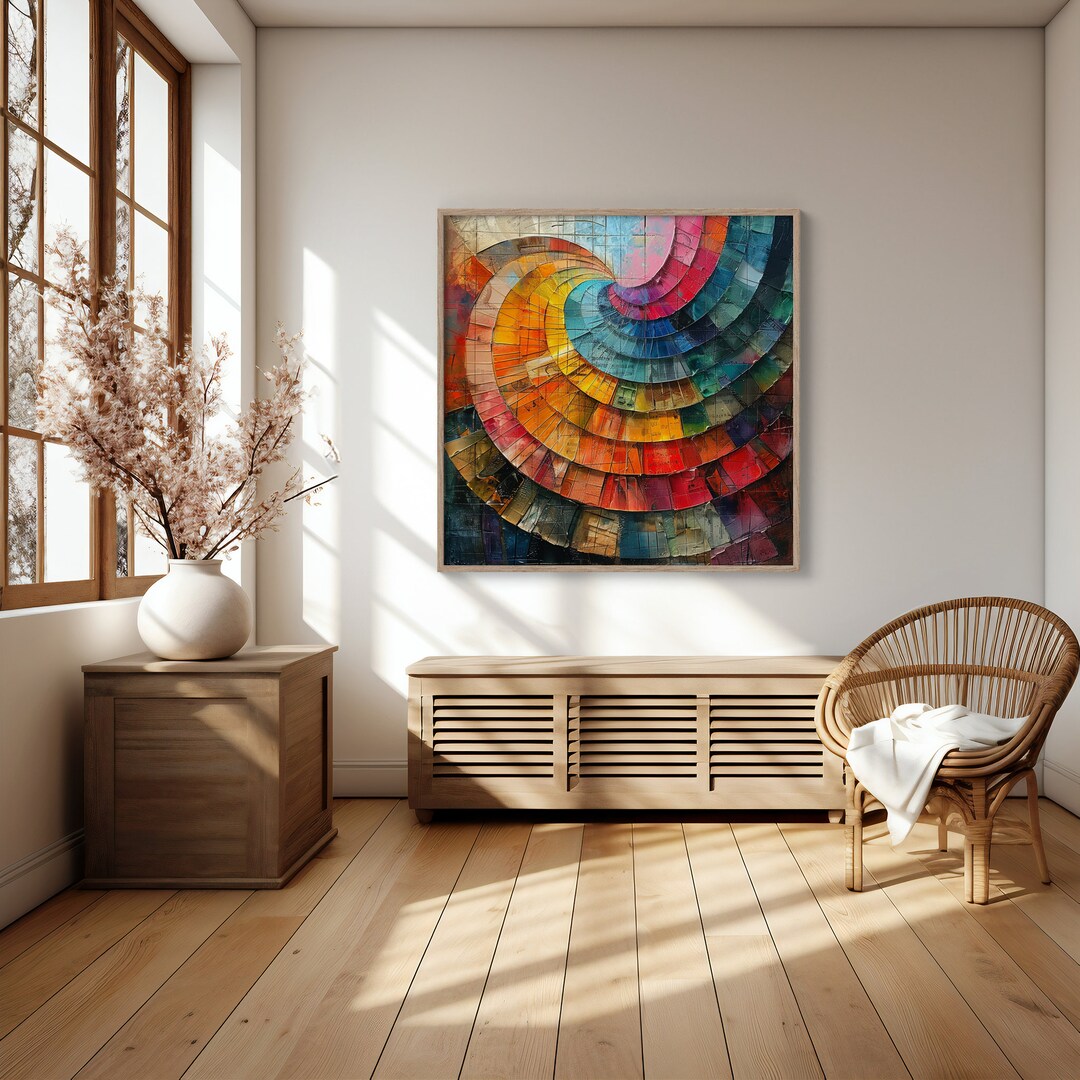 Abstract Nautilus Shell Art | Colorful Spiral Concentric Circles ...