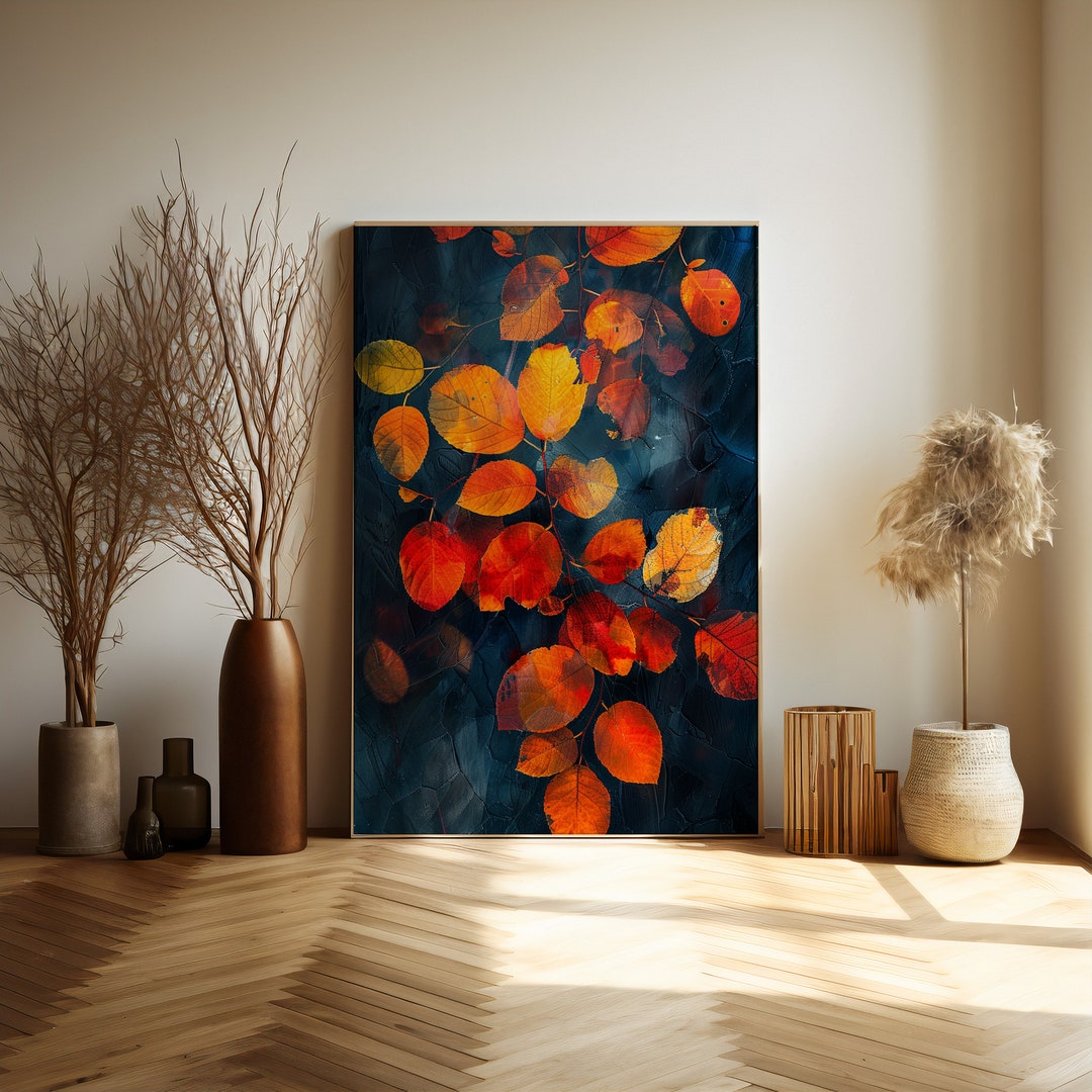 Autumn Leaves Portrait | Vibrant Fall Colors Digital Print | Textured ...