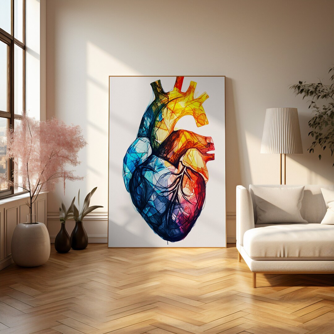 Vibrant Heart Anatomy Art | Colorful Abstract Medical Decor ...