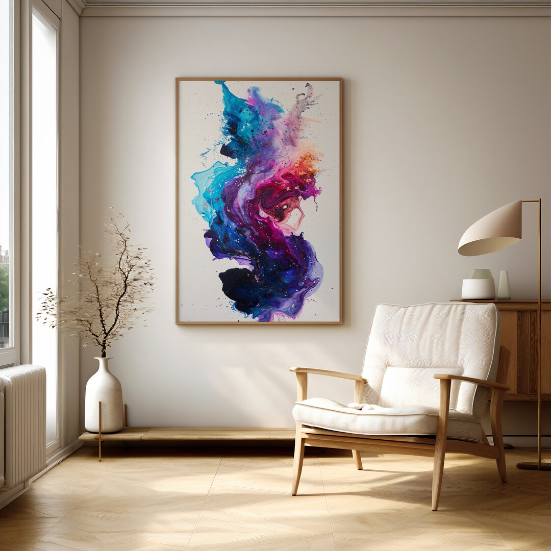 Colorful Abstract Art | Cosmic Swirl Portrait | Vibrant Paint Splatter ...