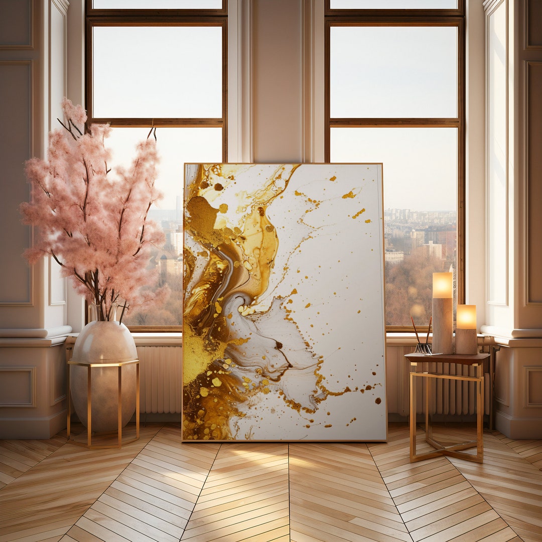 Golden Splendor Abstract Art | Luxurious Marble Texture | Gold Leaf ...
