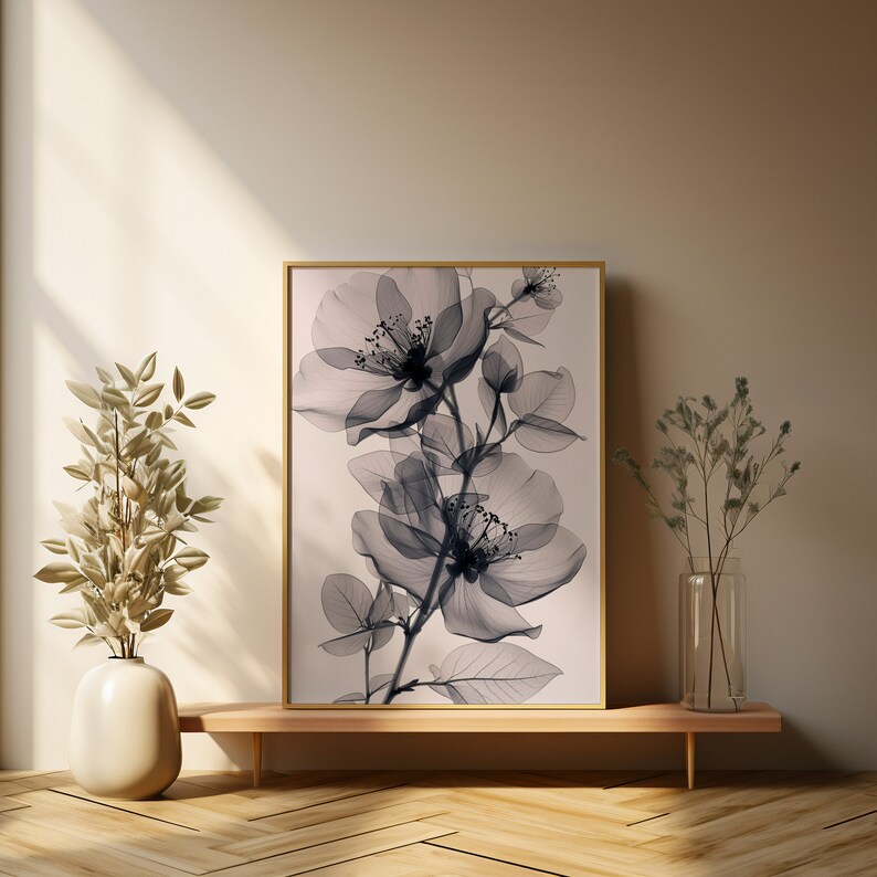 Botanical X-ray Art Print | Black and White Flower Photography ...