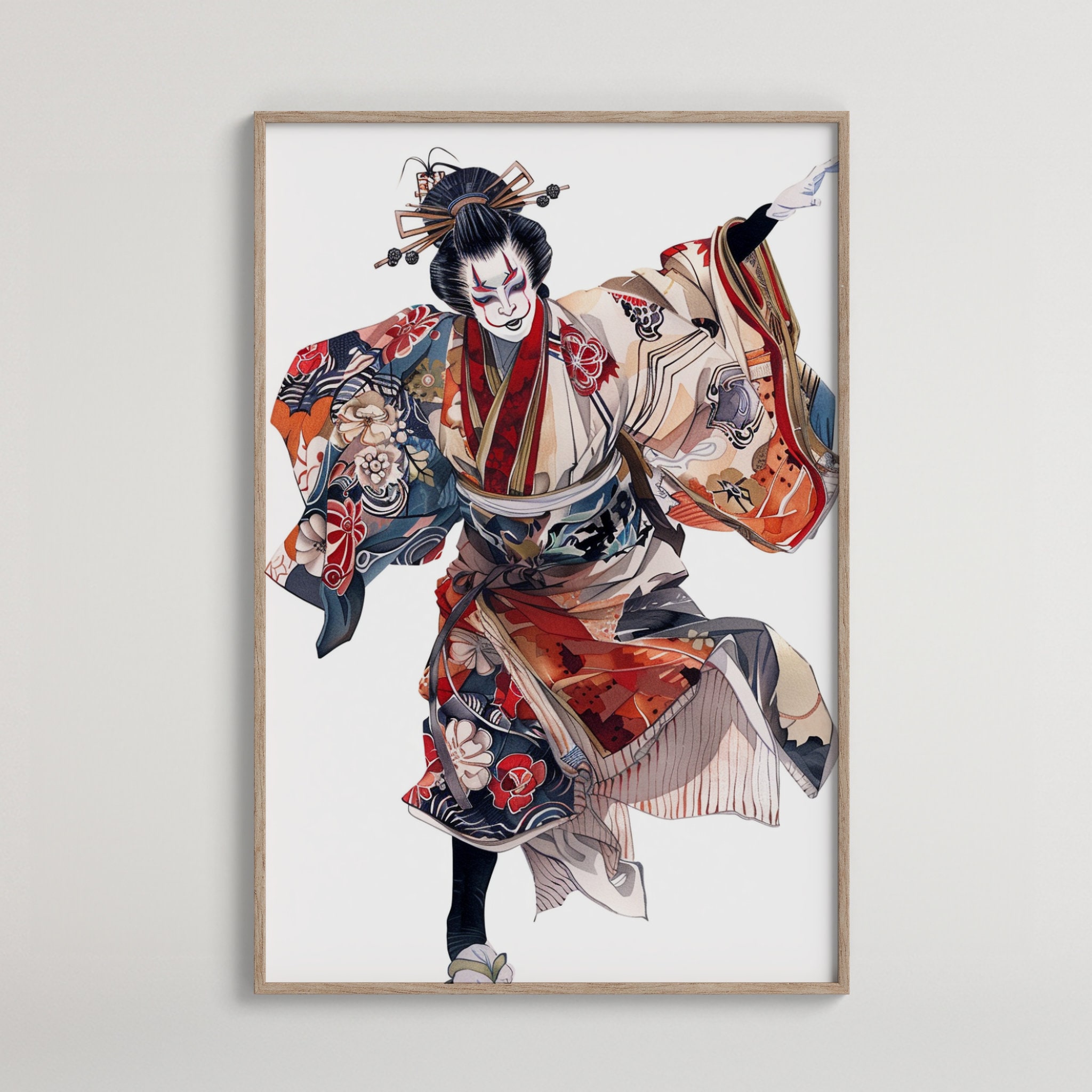 Japanese Kabuki Actor Art Print Traditional Performance Portrait ...