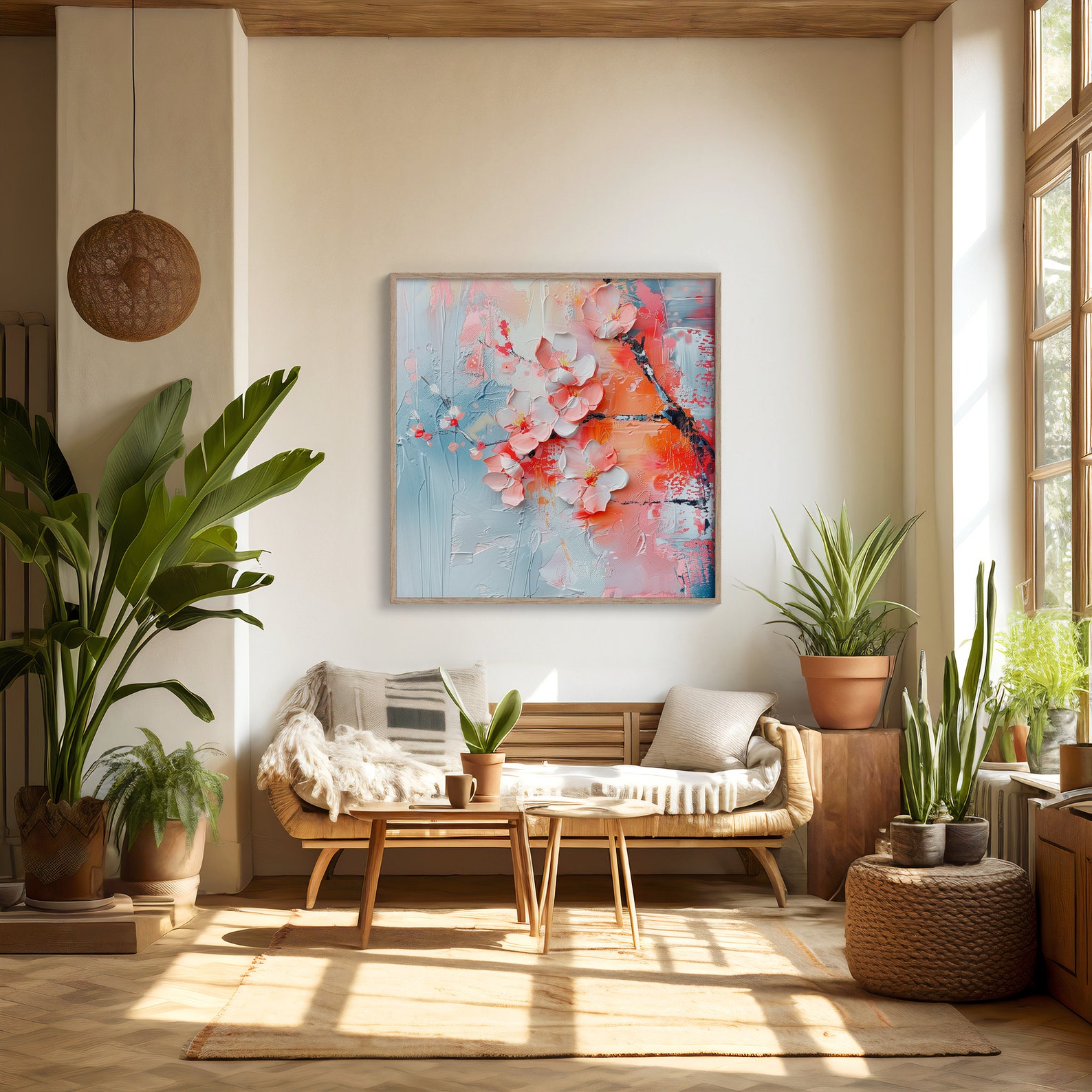 Blossoming Cherry Art Print Vibrant Floral Digital Download Textured ...