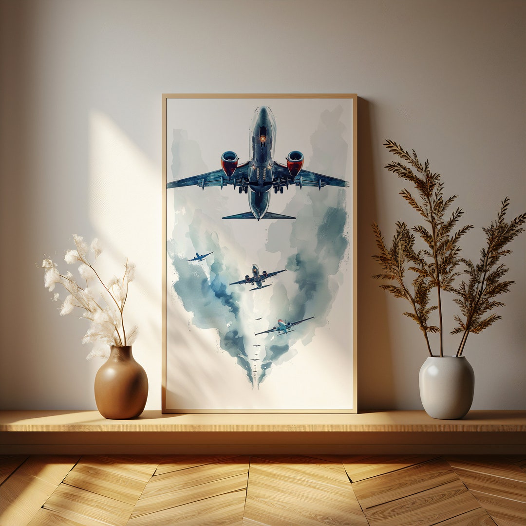Aviation Art Print | Watercolor Airplane Wall Art | Digital Download ...