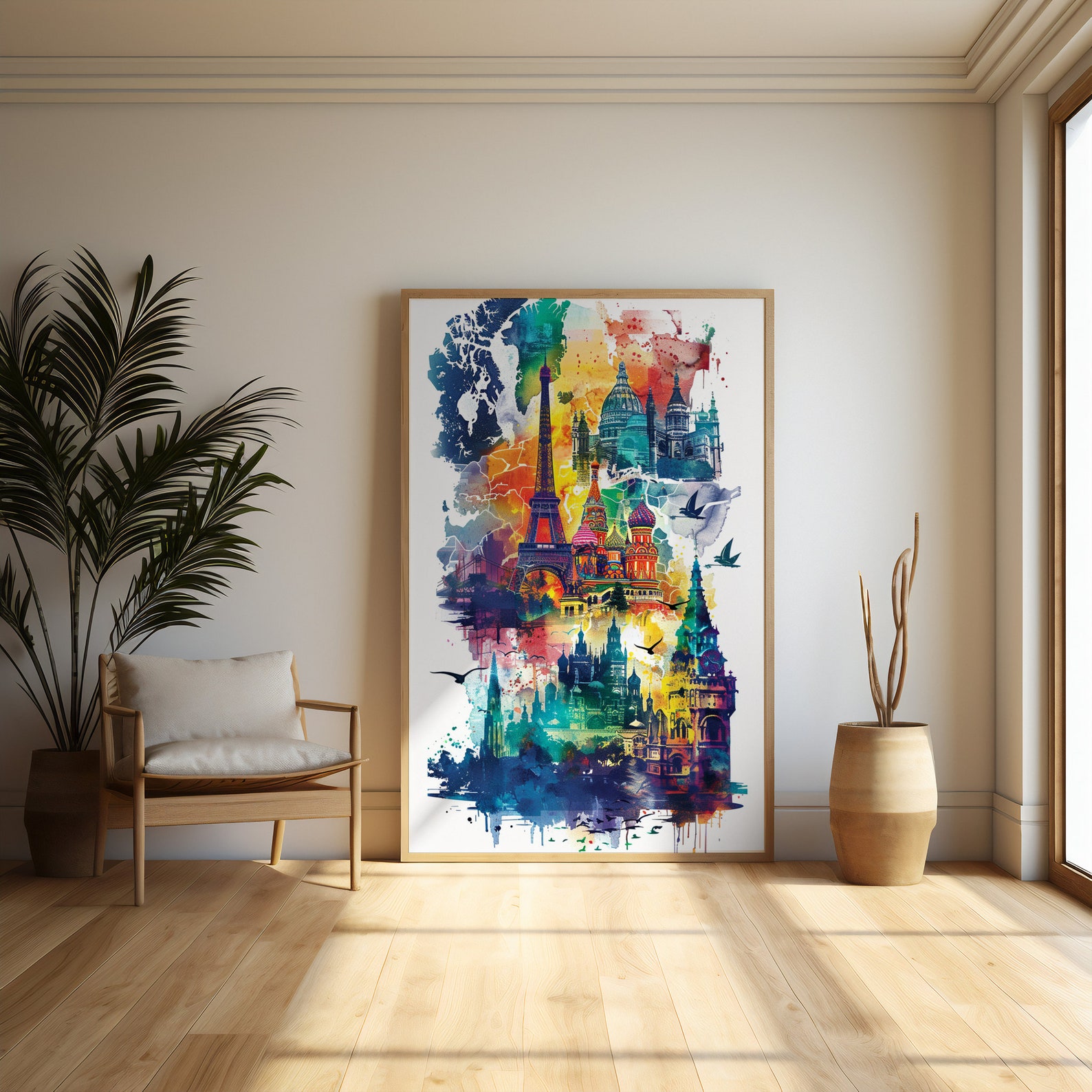 World Landmarks Digital Art | Abstract Cultural Heritage | Eiffel Tower ...