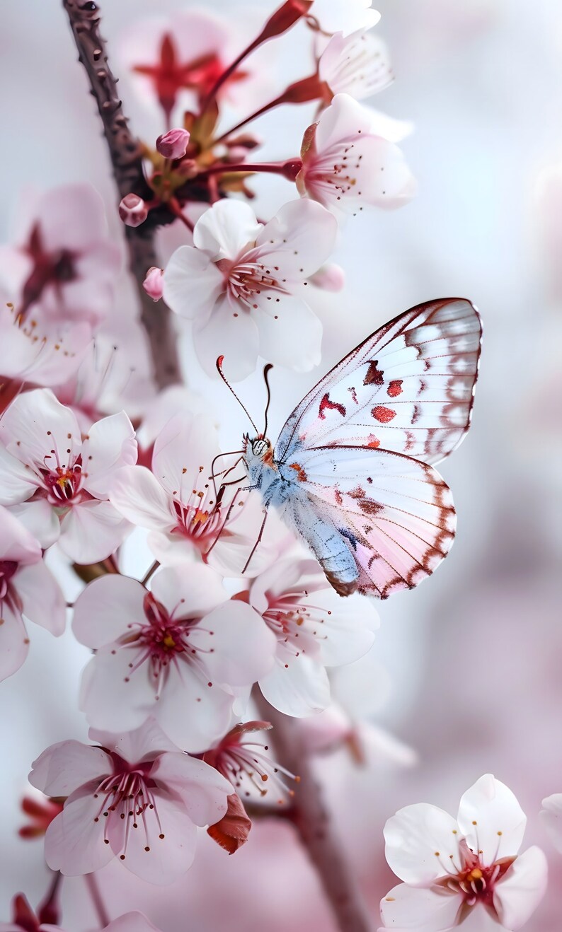 Spring Blossom Butterfly Art | Cherry Blossoms and Butterfly | Nature ...