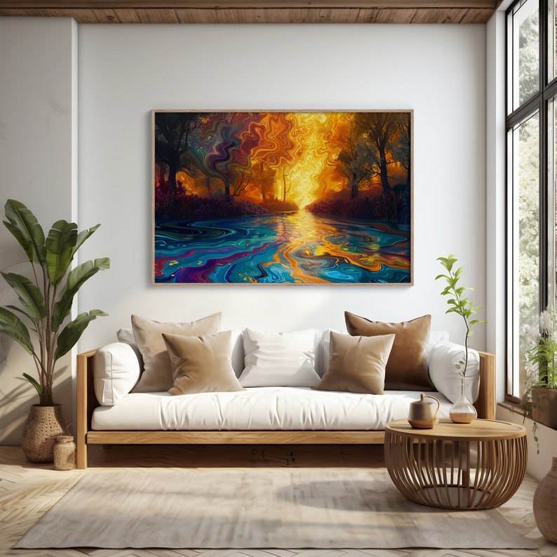 Surreal Landscape Digital Art Print Vibrant Sky Water Warm and Cool ...