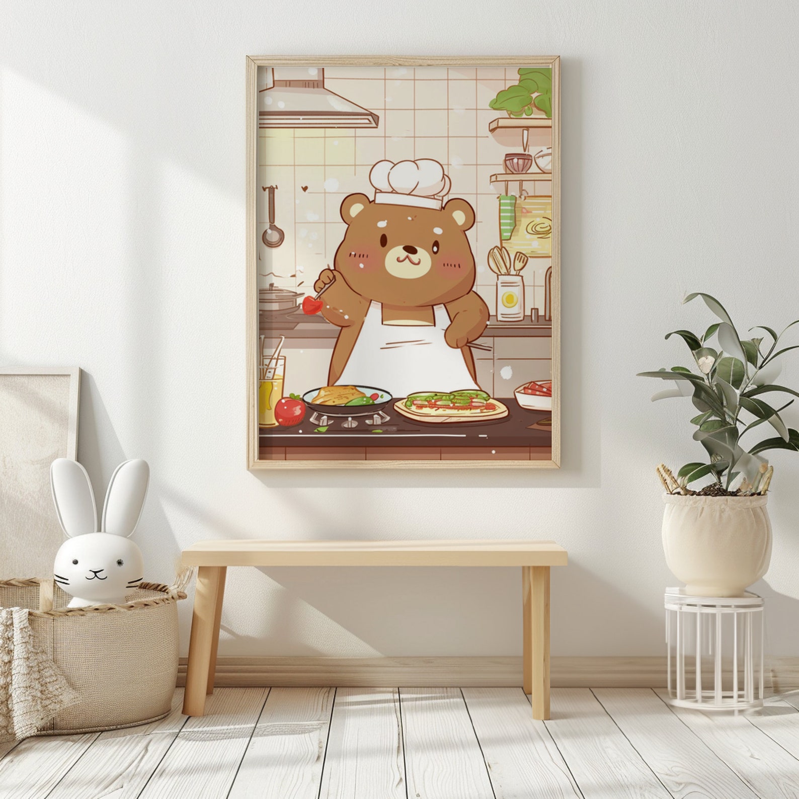 Kawaii Bear Chef Digital Art | Cute Cooking Animal Illustration ...