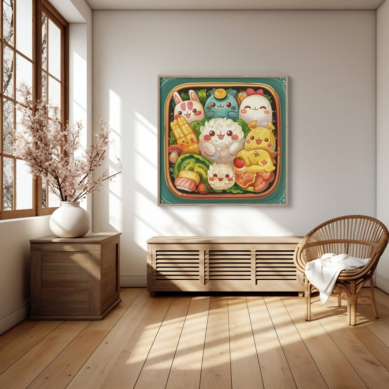 Cute Characters Bento Box Digital Art Print | Whimsical Food ...