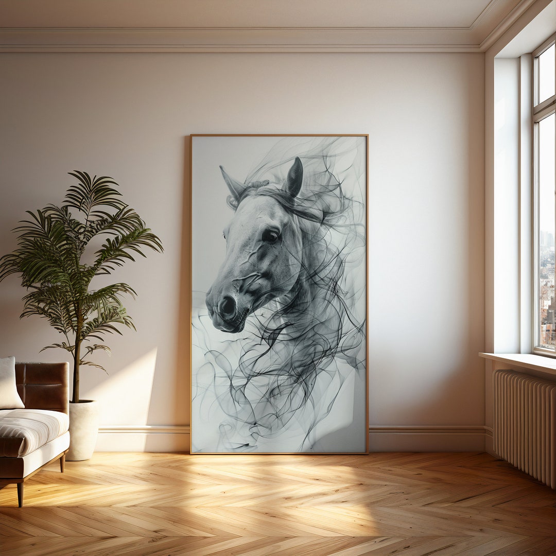 Ethereal Horse Portrait Art Majestic Stallion Smoke Illustration Equine ...