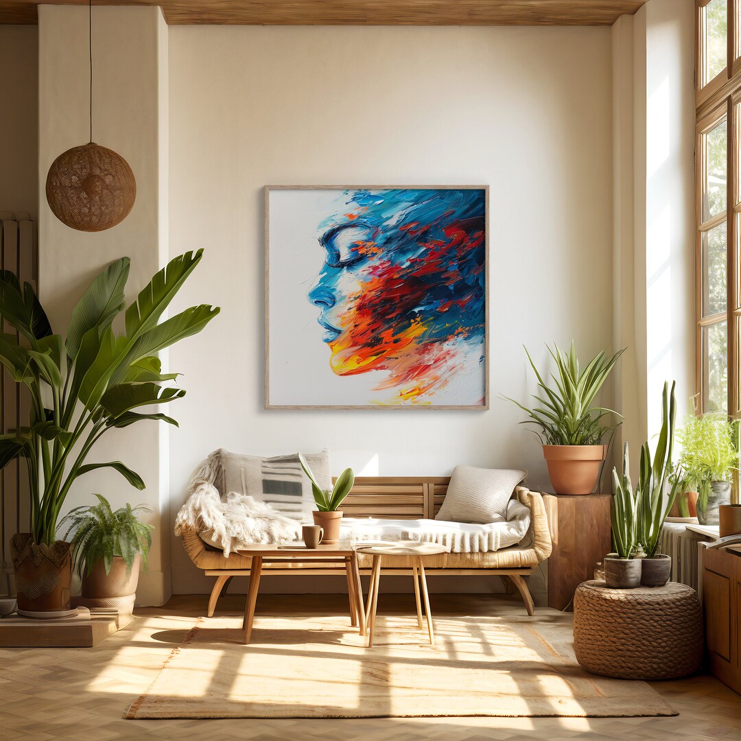 Abstract Face Profile Digital Art | Expressive Brush Strokes | Vivid ...