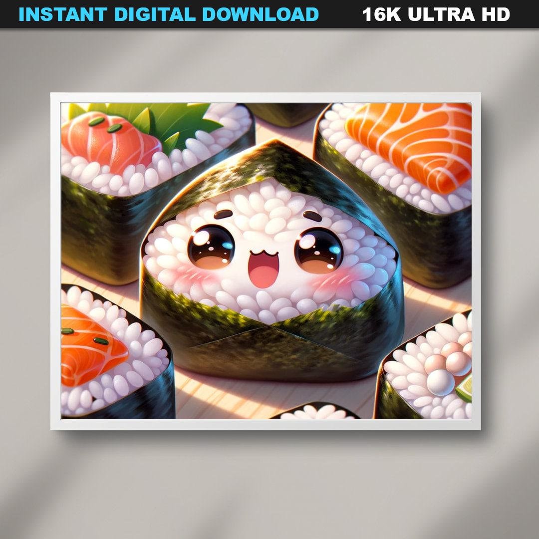 Kawaii Sushi Wallpaper Cute Anime Food Art Japanese Cuisine Digital ...