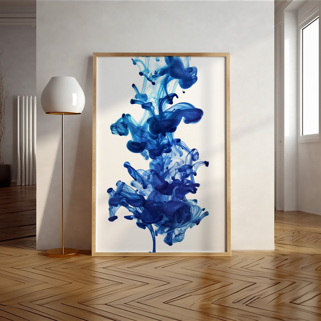 Abstract Blue Inkscape | Fluid Art Print | Organic Patterns Movement ...