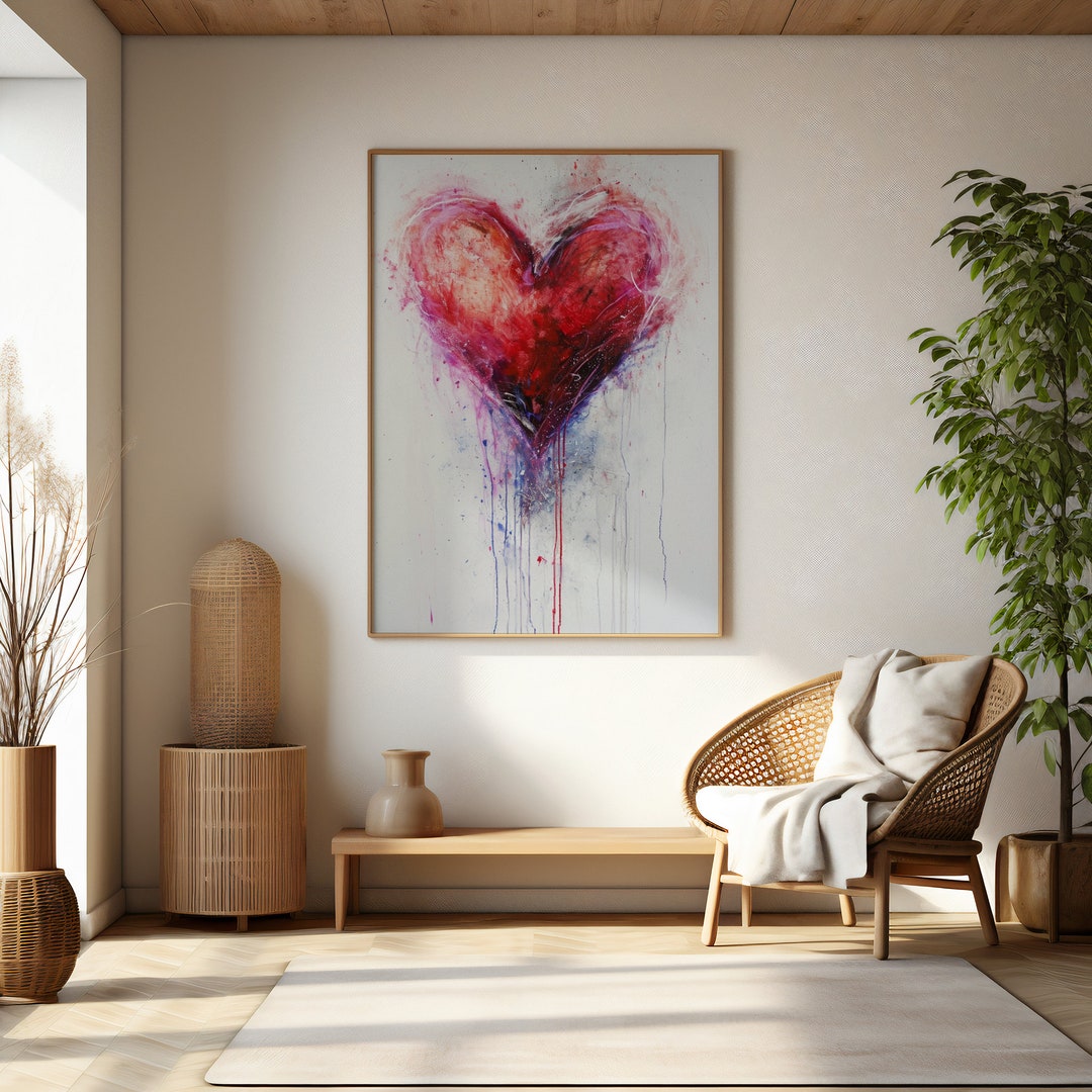 Abstract Love Heart Art | Passionate Red Heart Painting | Valentine's ...