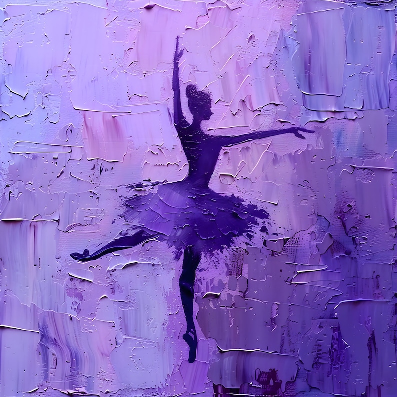 Abstract Ballet Dancer Art Impressionistic Purple Artwork Dynamic Dance ...