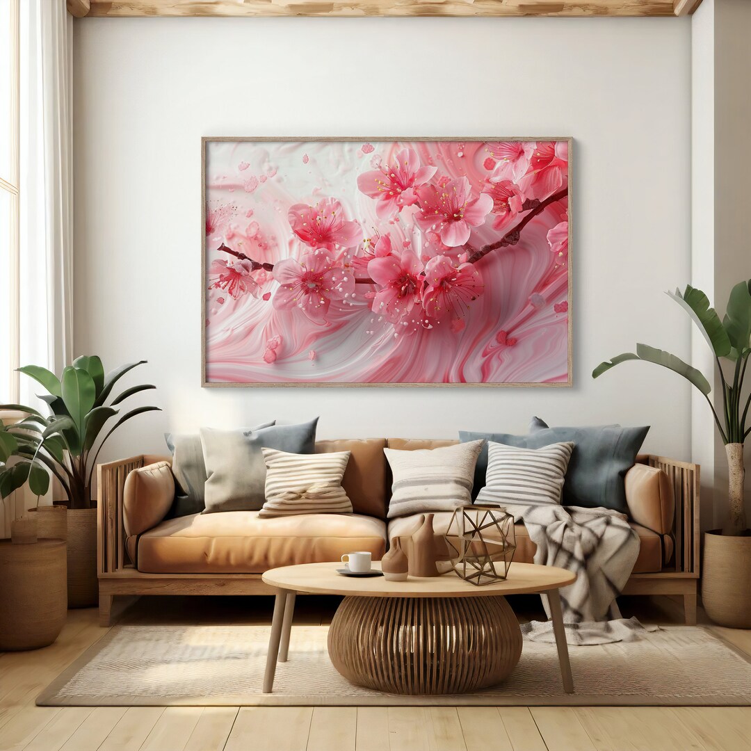 Cherry Blossom Digital Art Print | Dreamlike Floral Landscape | Serene ...
