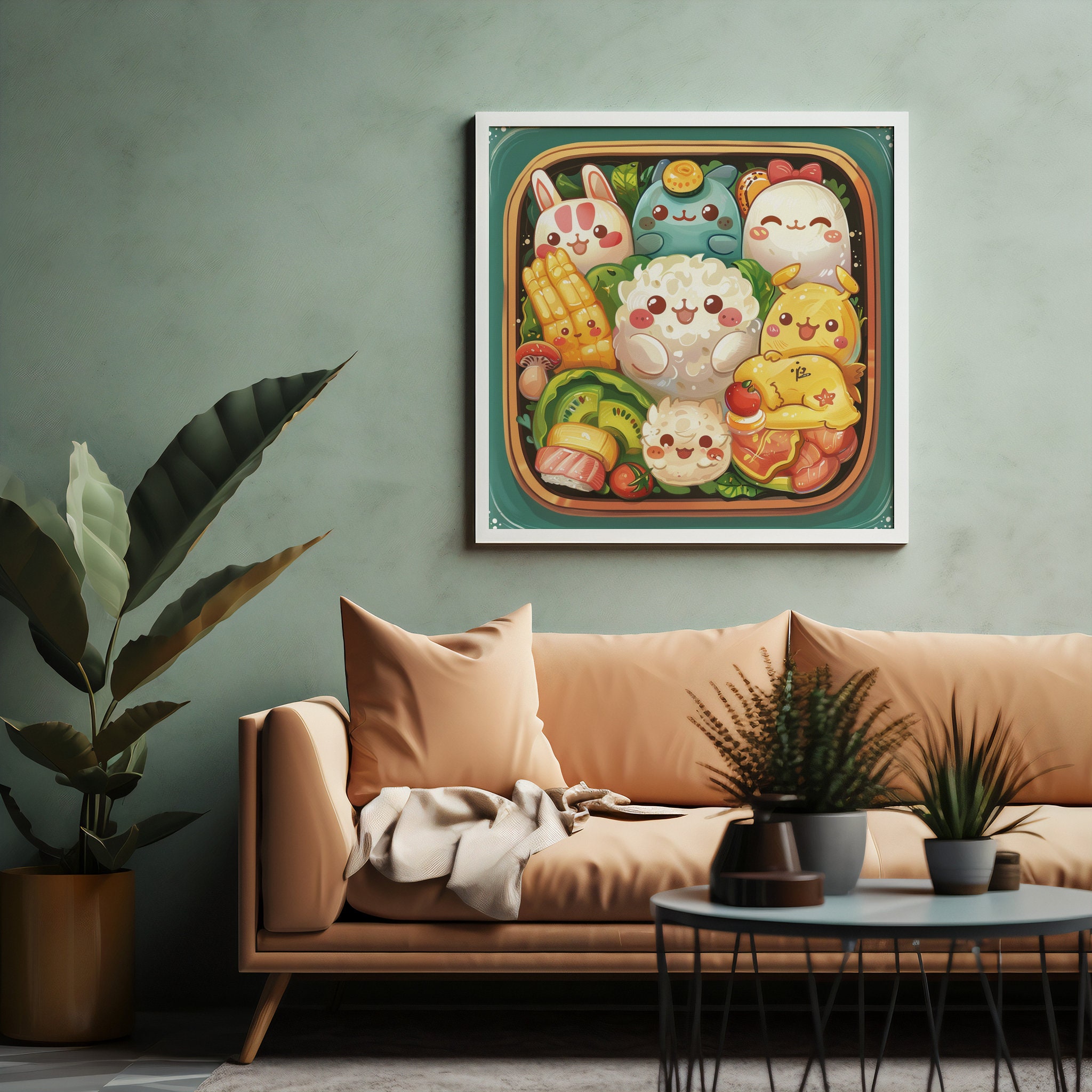 Cute Characters Bento Box Digital Art Print | Whimsical Food ...