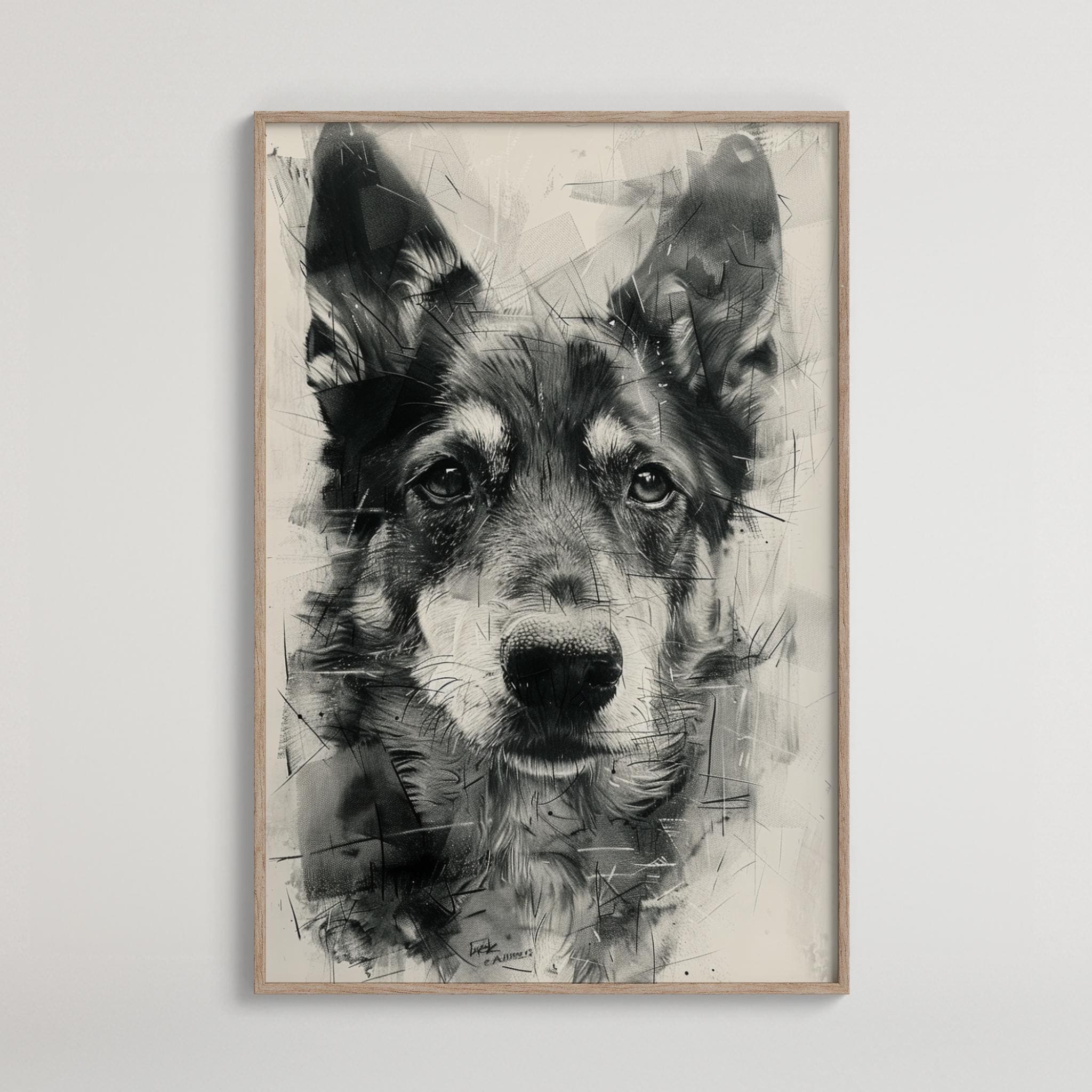Abstract Dog Portrait Art Monochromatic Canine Digital Print ...