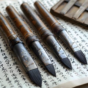 East Asian Calligraphy Tools Digital Art | Vintage Ink Brushes Ink ...