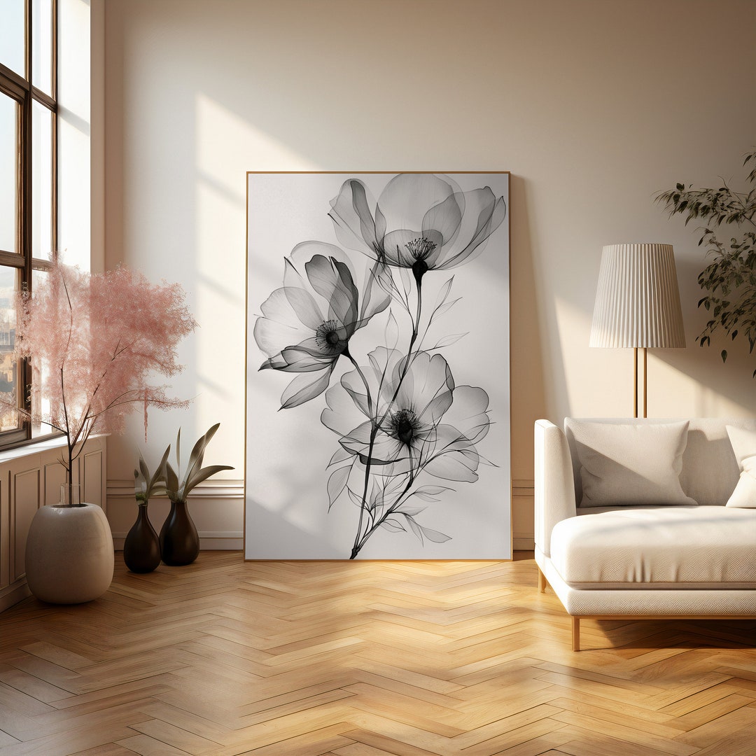 X-ray Flowers Art Print | Black and White Floral Digital Download ...