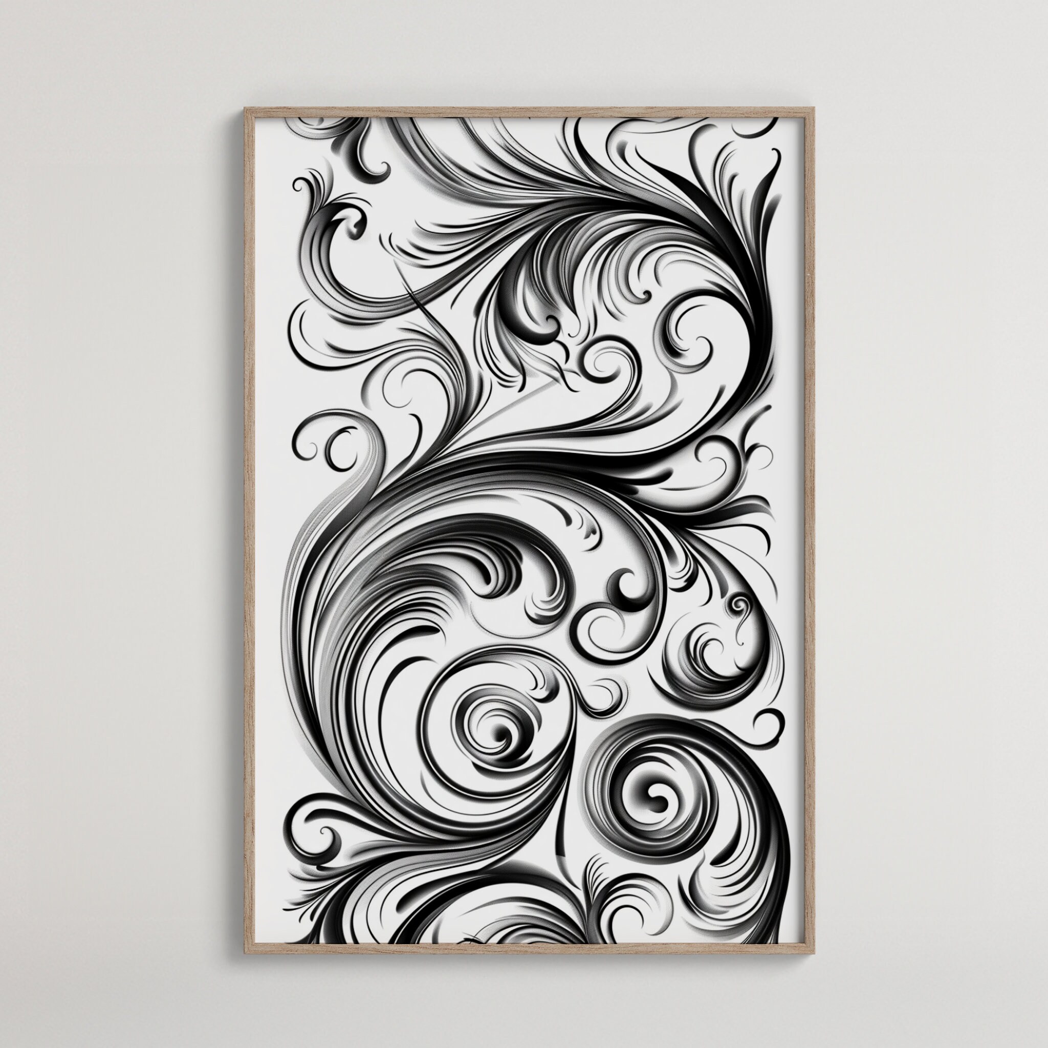 Abstract Swirl Art Print | Black and White Intricate Design | Optical ...