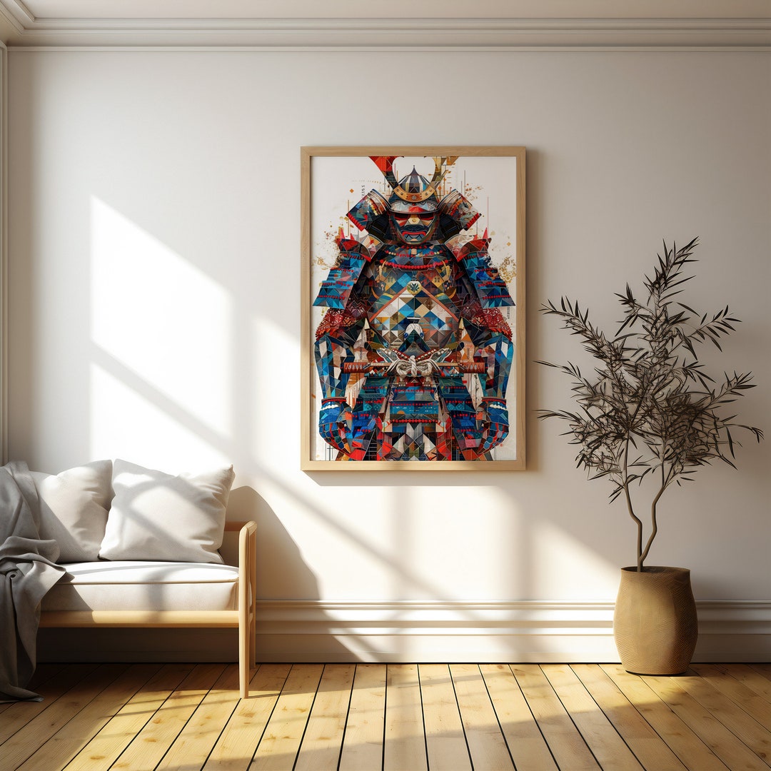 Samurai Warrior Digital Art Print | Modern Abstract Geometric Patterns ...