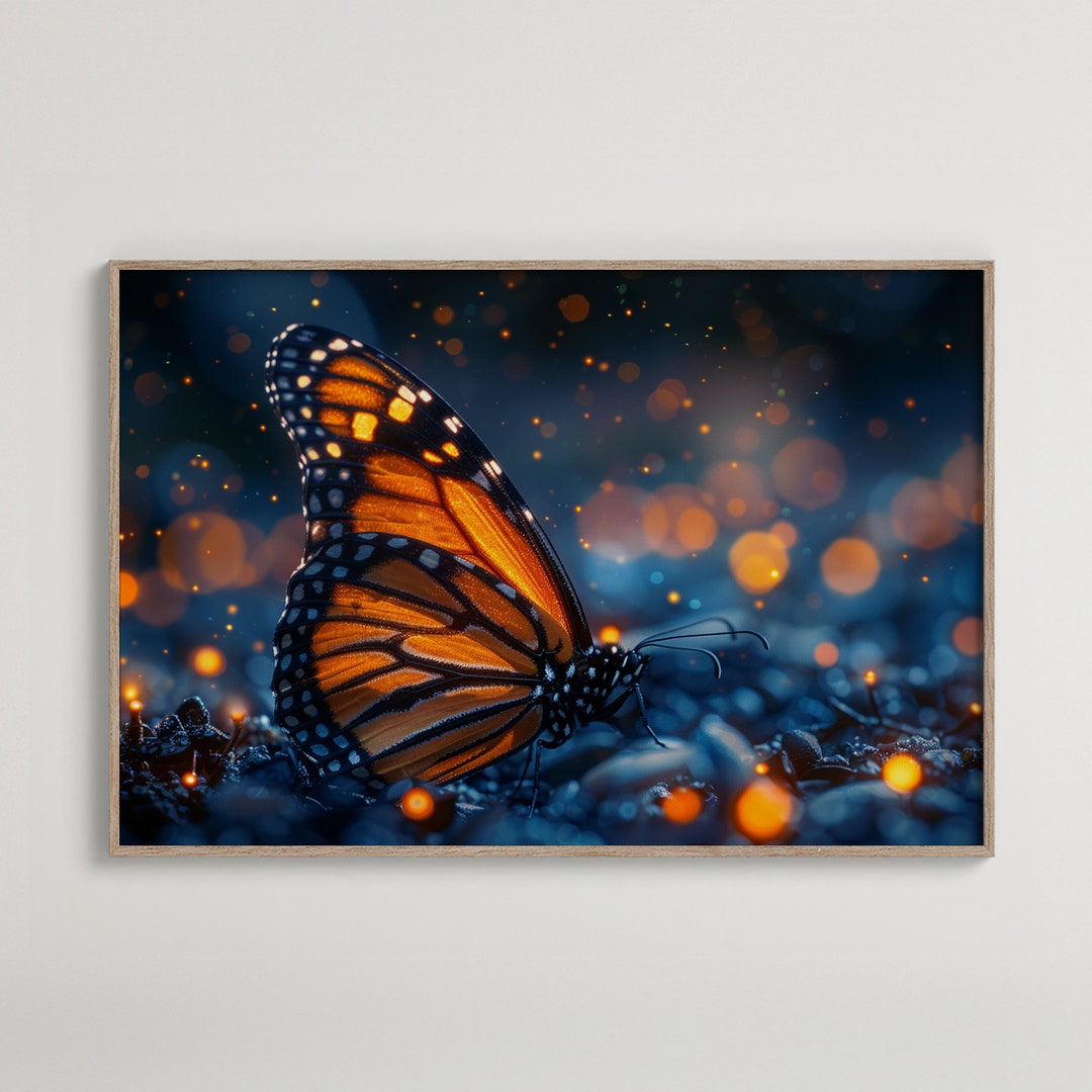 Monarch Butterfly Art Print | Ember Glow Fantasy Landscape | Magical Nature Digital Download ...