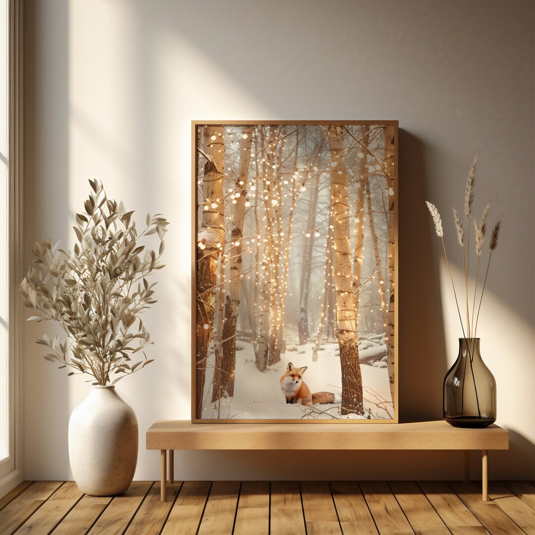Enchanted Forest Fox Art | Winter Wonderland Scene | Sparkling ...